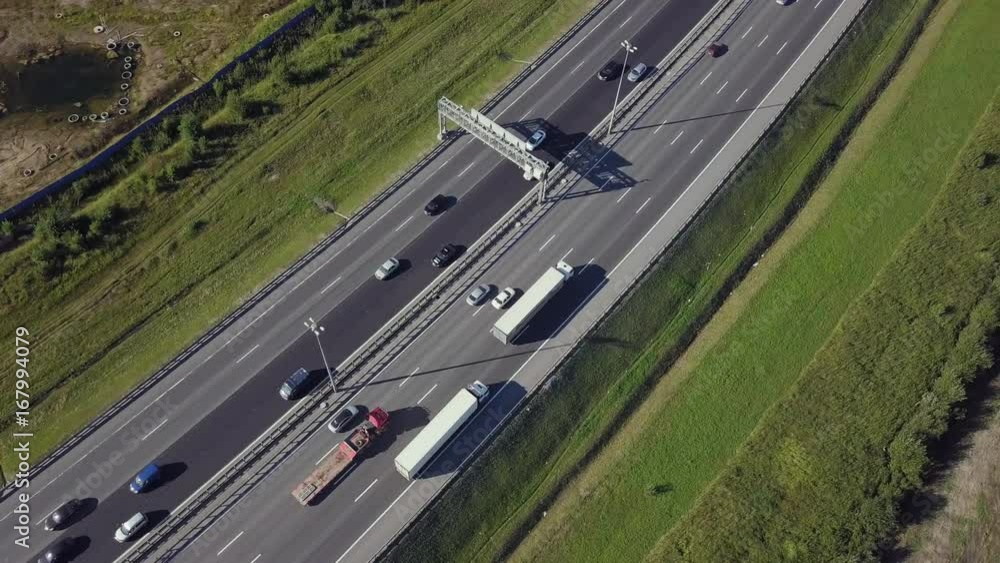 Aerial view of car traffic on highway Stock Video | Adobe Stock