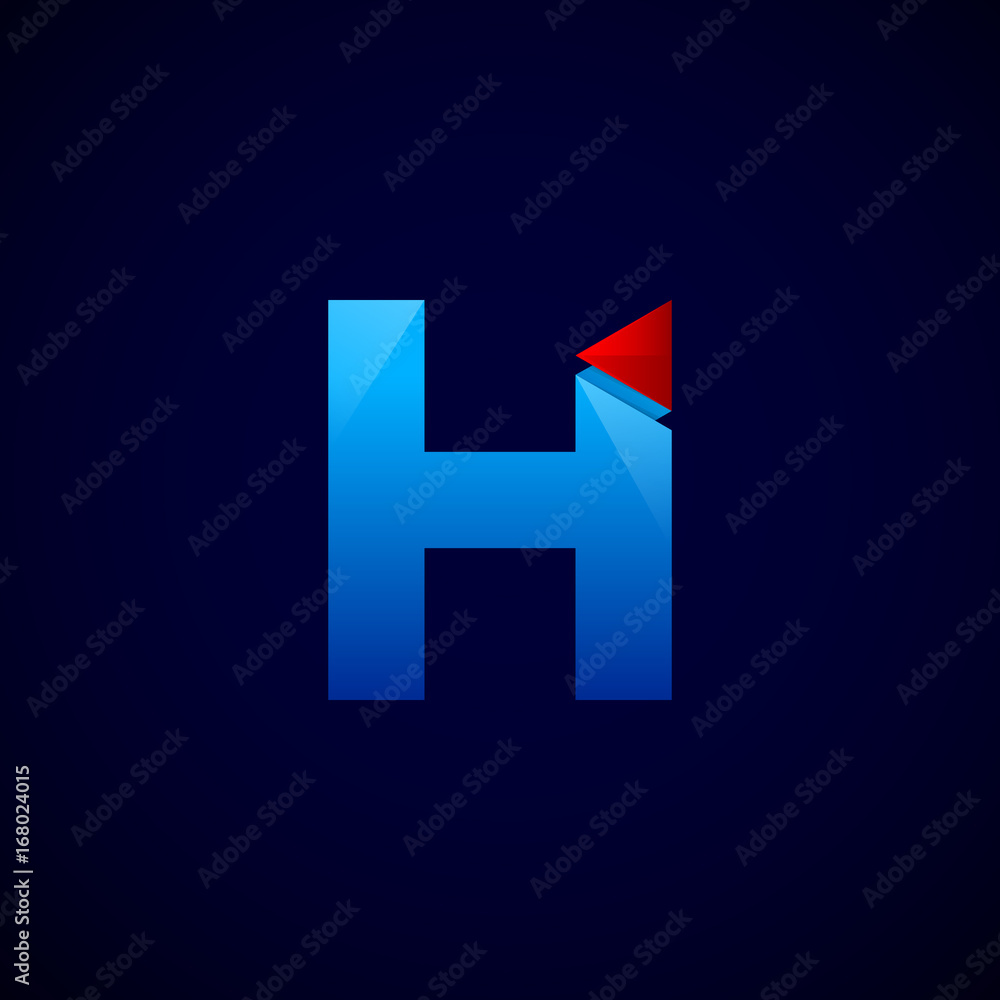 Letter H with Modern glossy and Triangle logo, Arrow and forward ...
