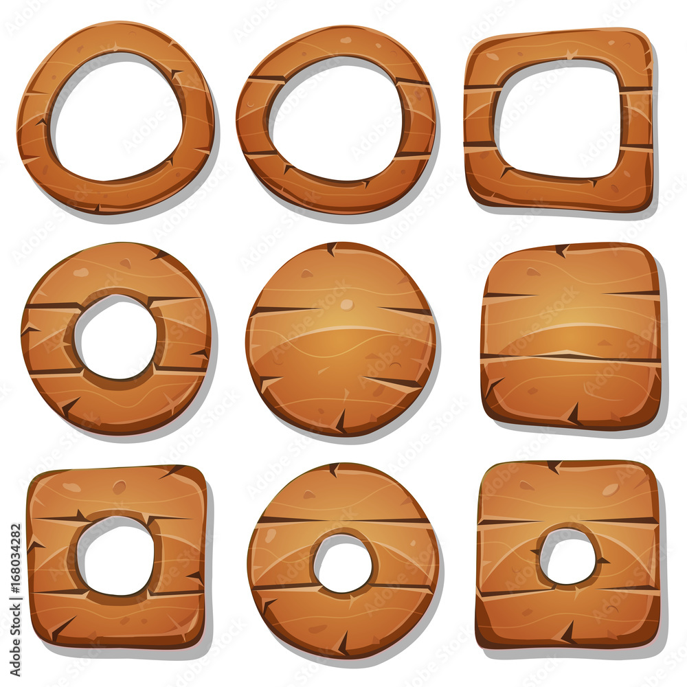 Wood Rings, Circles And Shapes For Ui Game Stock Vector | Adobe Stock