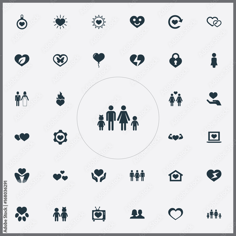 Vector Illustration Set Of Simple Wedding Icons. Elements Romance ...