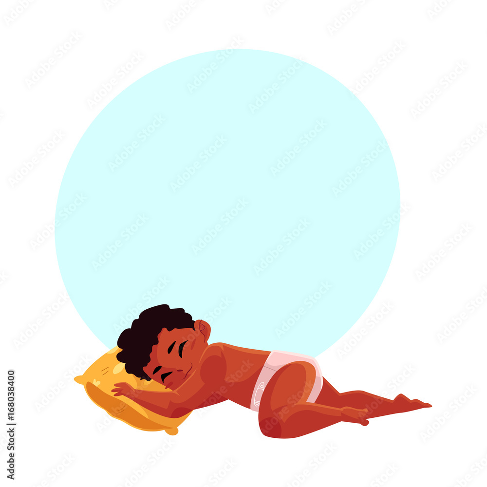 Cartoon African American Boy Sleeping