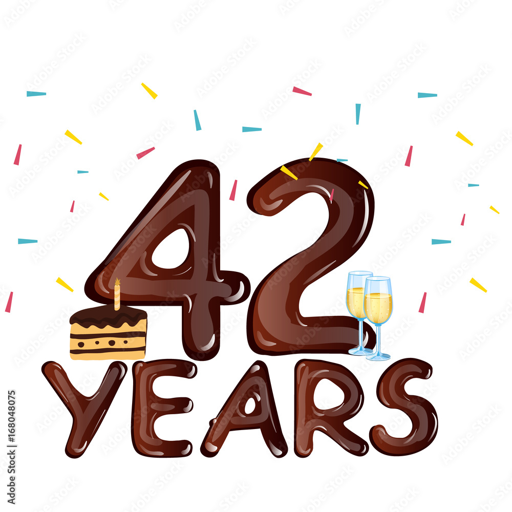 42 Years Anniversary celebration with cake Stock Vector | Adobe Stock