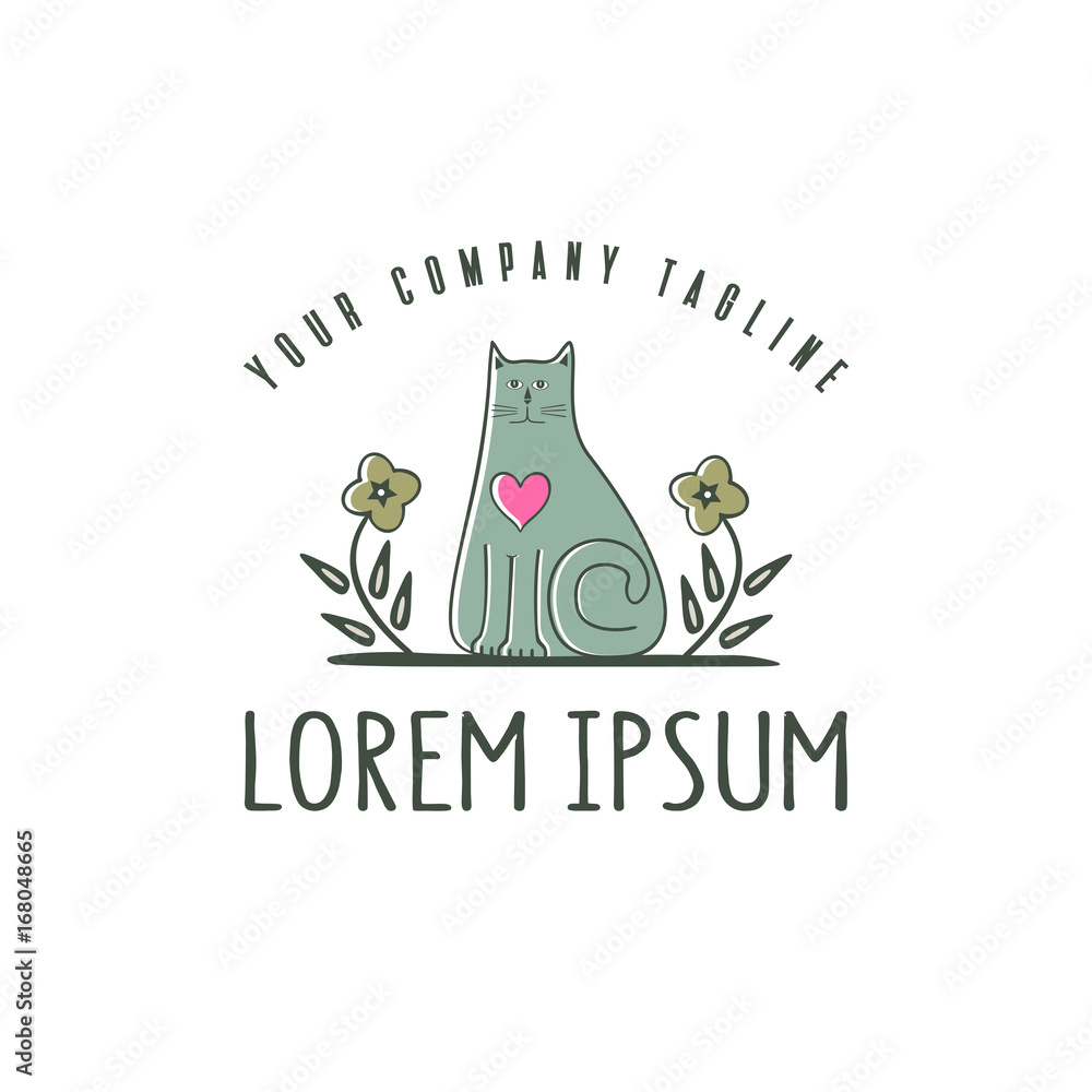 cute cat logo. Pet shop logo design concept template. Stock Vector ...