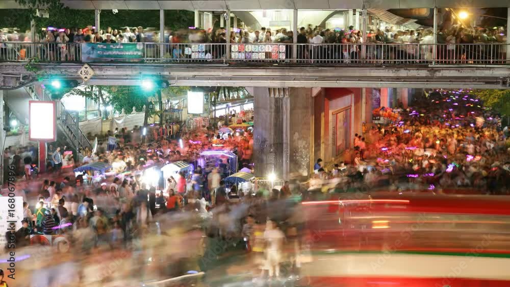 crowd of people walking with traffic jam Stock Video | Adobe Stock