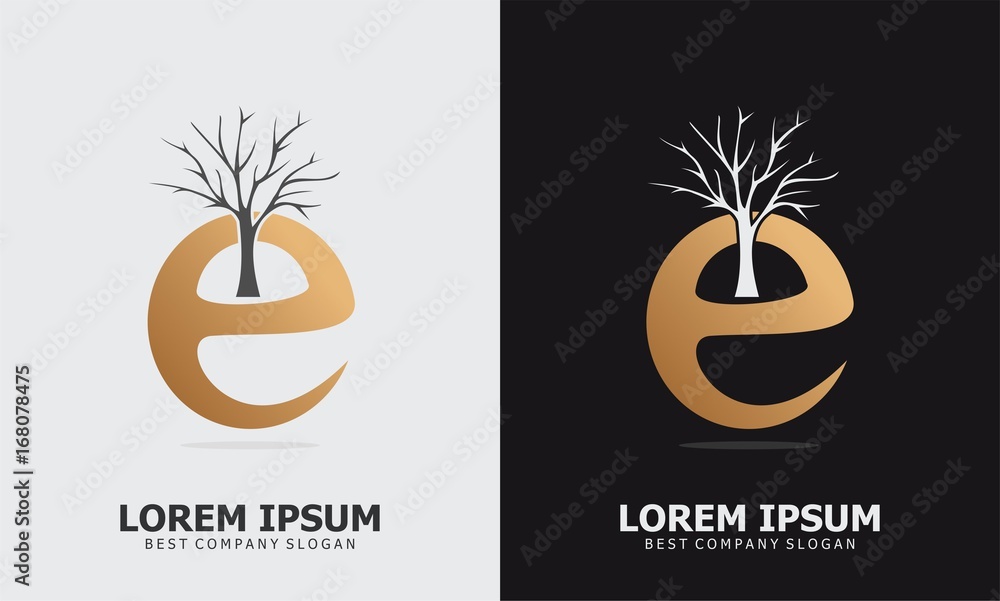 letter e tree logo design Stock Vector | Adobe Stock