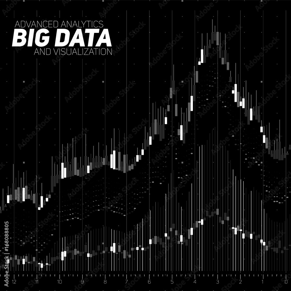 Vector abstract financial big data graph visualization. Stock index ...
