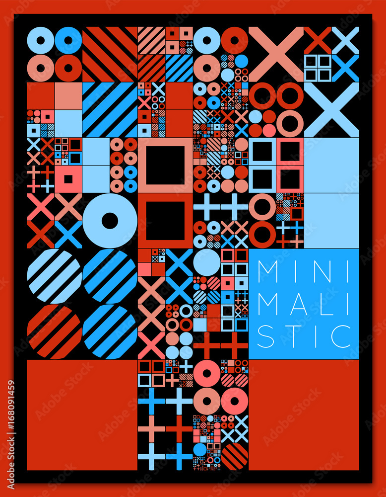 Subdivided grid system with symbols. Randomly sized objects with fixed ...