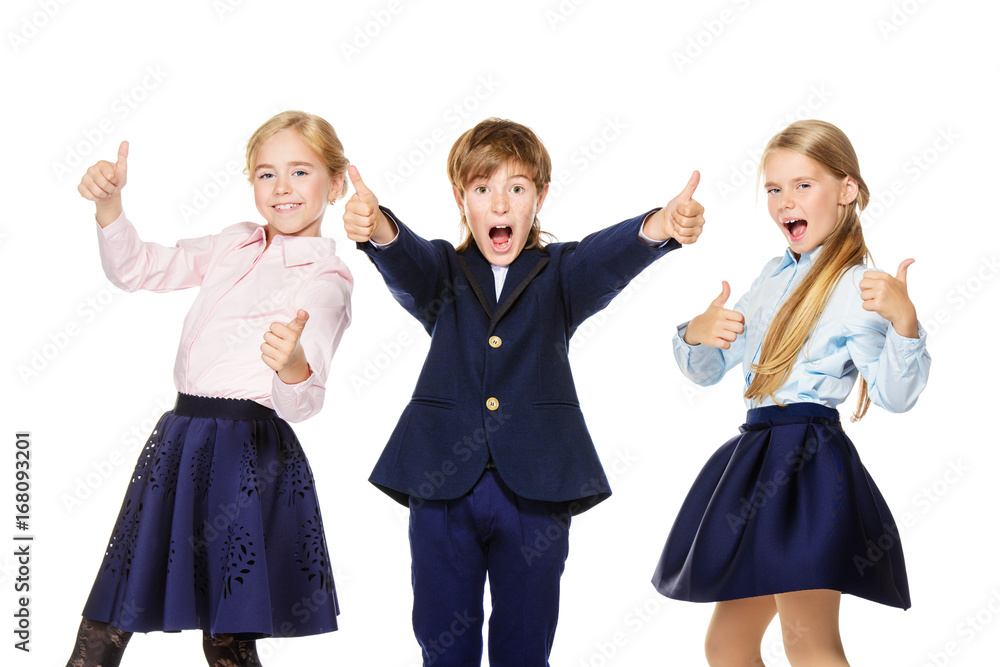 excited school students Stock Photo | Adobe Stock