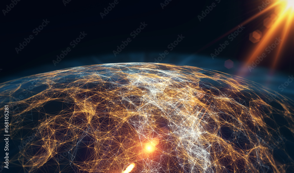 Global International Connectivity Background/Connection lines Around ...