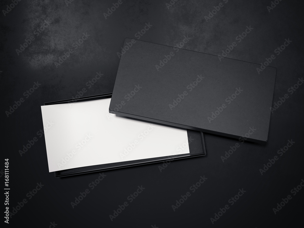 Blank black box with white flyer. 3d rendering Stock Illustration ...
