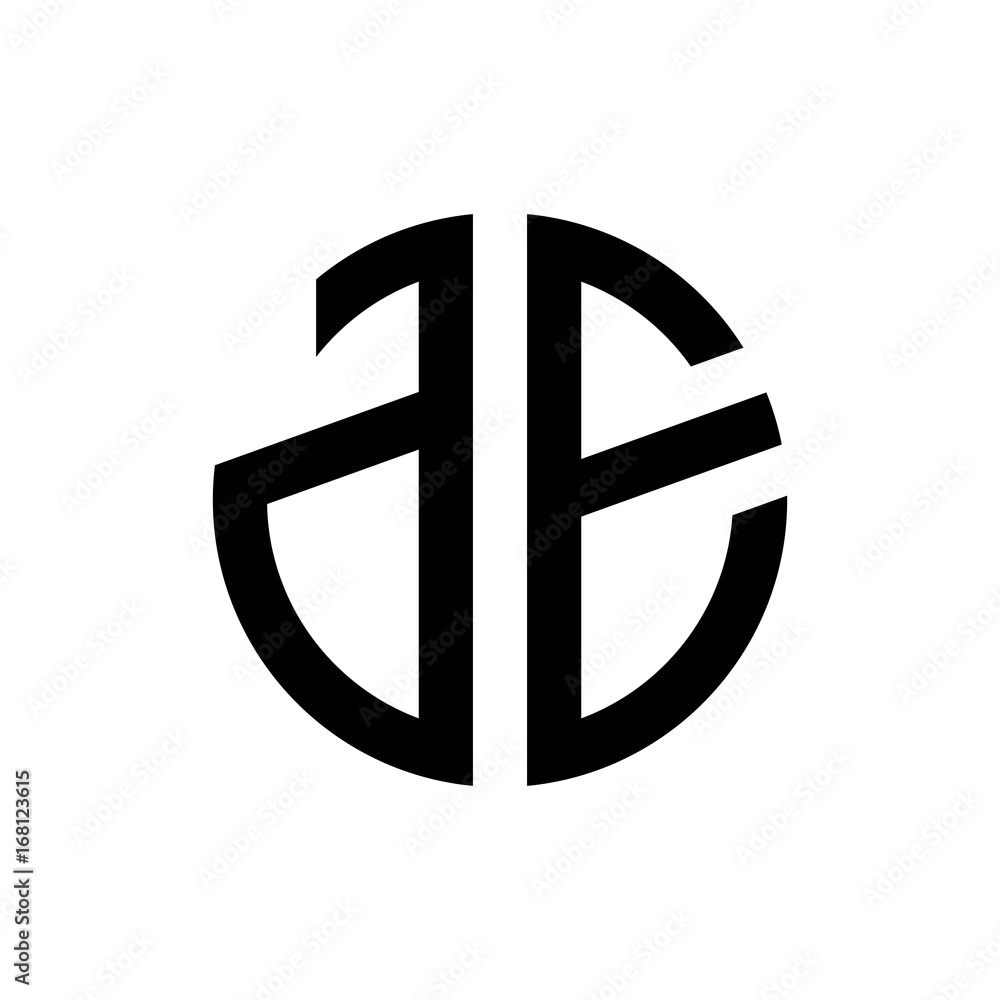 initial letters logo de black monogram circle round shape vector Stock ...