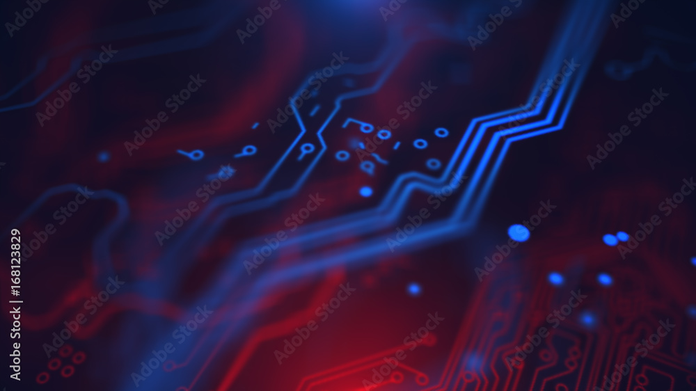 Technology Terminal Background. Digital red blue backdrop. Printed ...