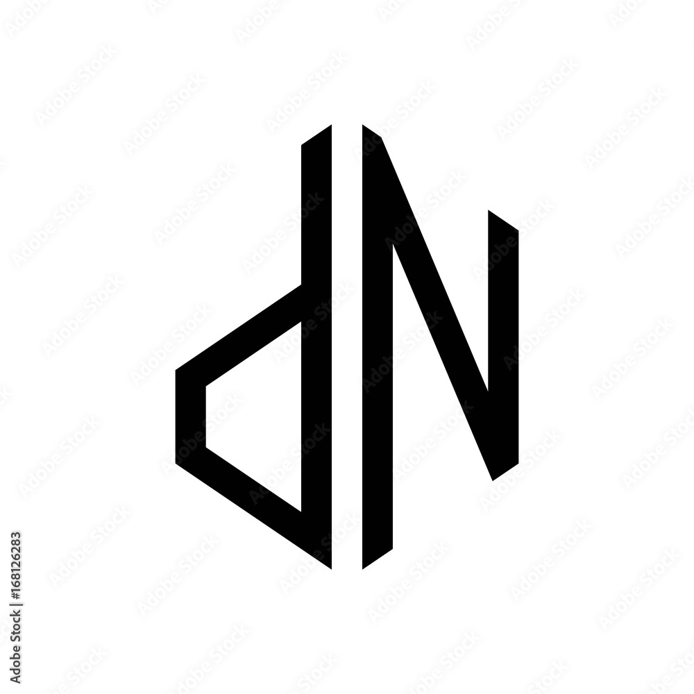 initial letters logo dn black monogram hexagon shape vector Stock ...