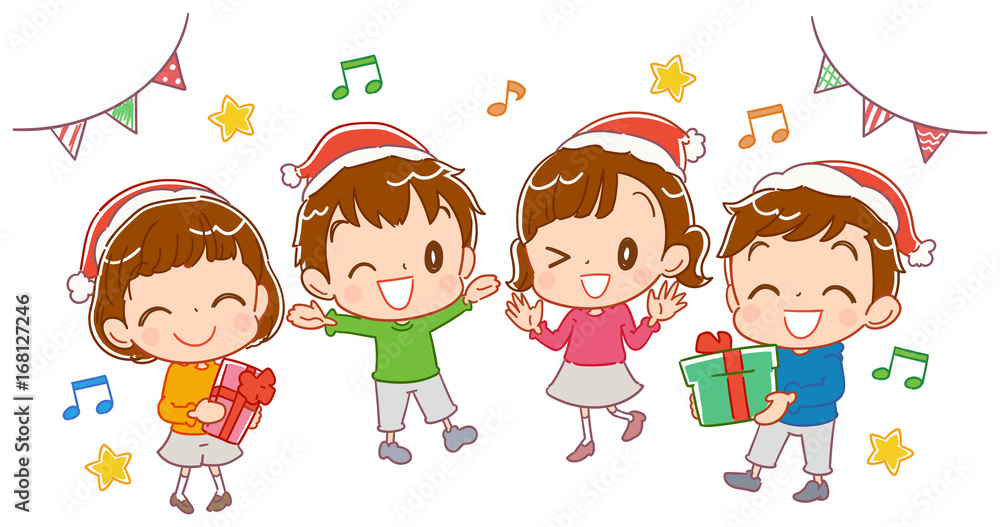 クリスマスパーティーをする子どものイラスト Stock Vector Adobe Stock