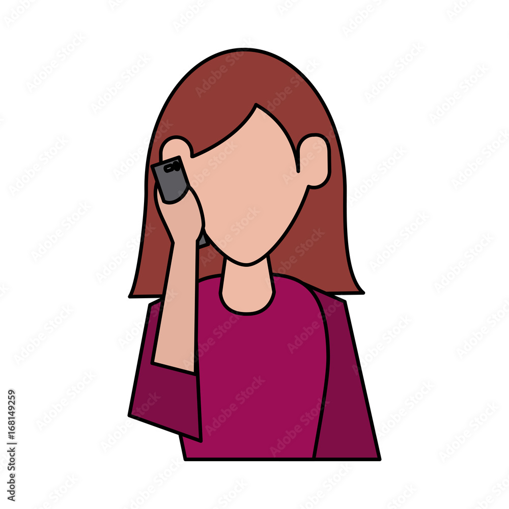woman avatar using cellphone icon image vector illustration design ...
