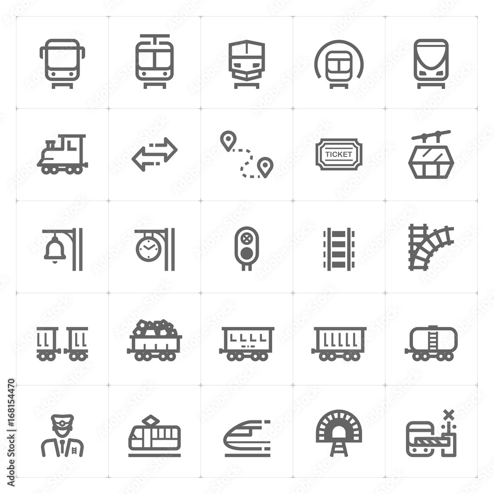 Icon set – train and transport vector illustration Stock Vector | Adobe ...