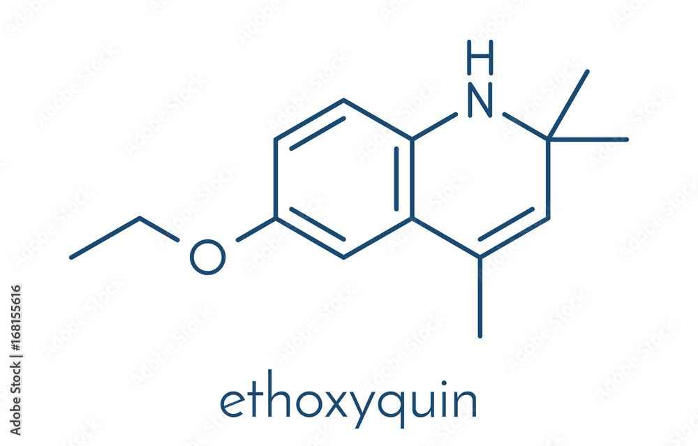 Ethoxyquin antioxidant food preservative molecule. Also used to control ...