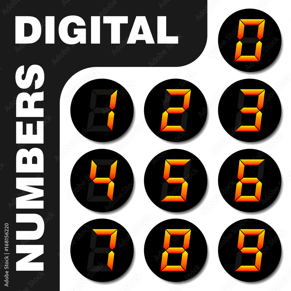 digital numbers icons set Stock Vector | Adobe Stock