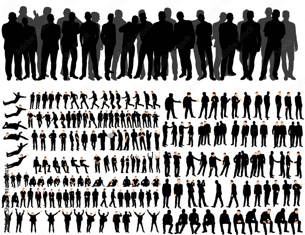 Vector, isolated, collegiate silhouettes of people, a set of ...