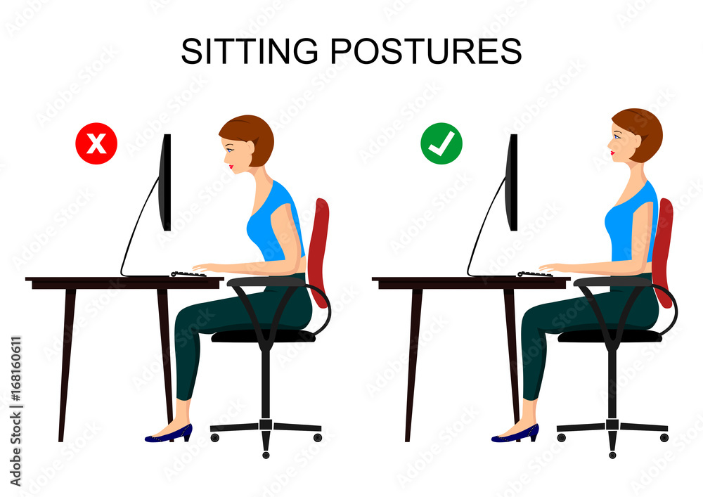 Good and Bad Sitting Postures Stock Vector | Adobe Stock
