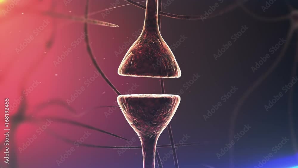 Synapse and Neurons sending electrical signals and chemical signaling ...