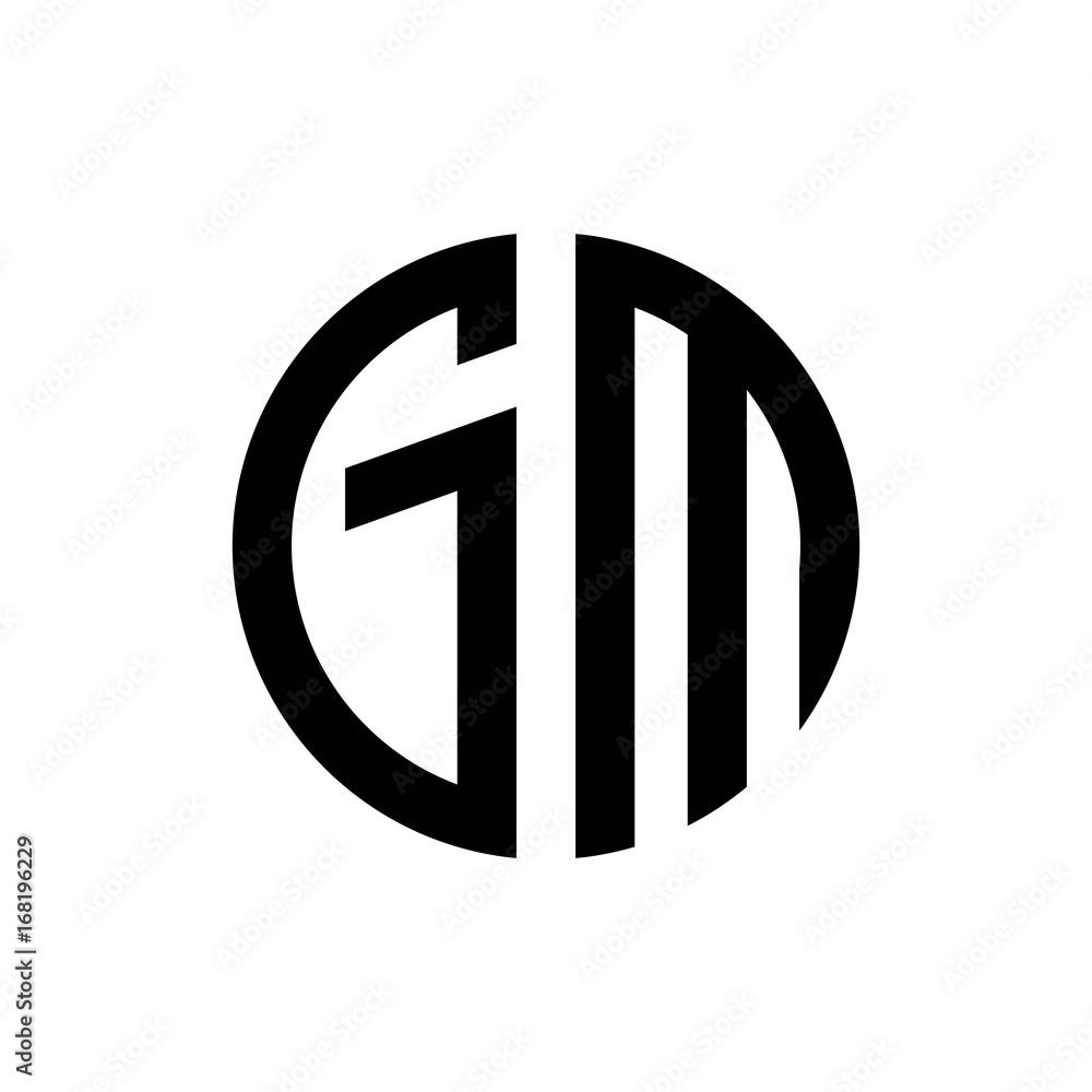 initial letters logo gm black monogram circle round shape vector Stock ...