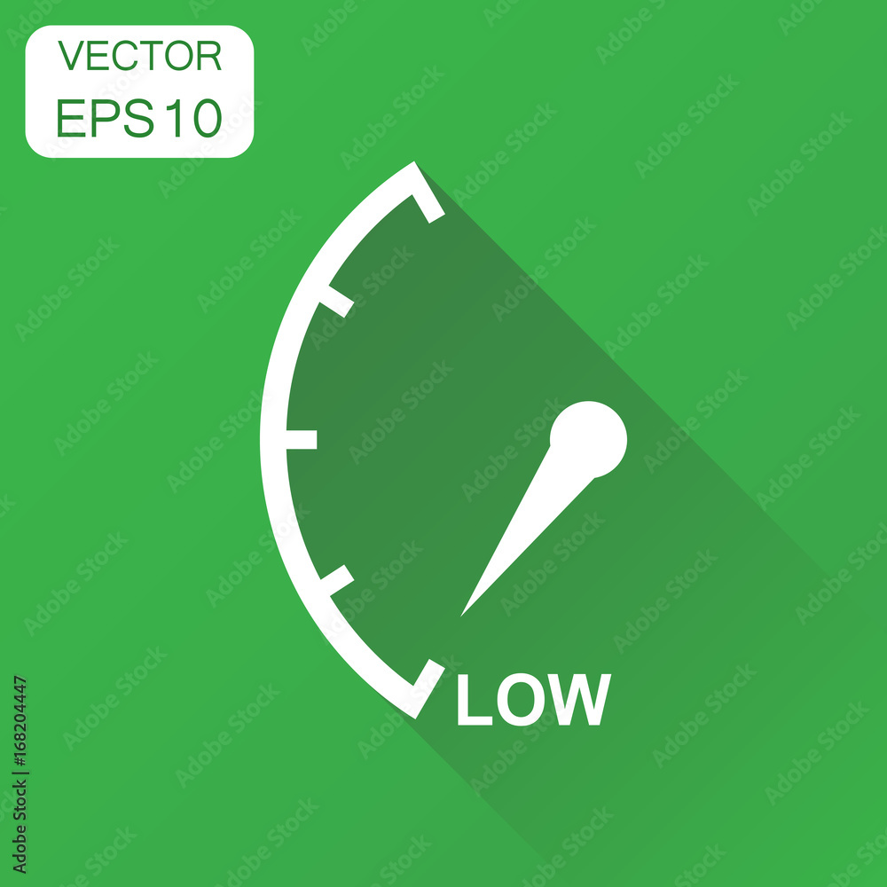 Speedometer, tachometer, fuel low level icon Business concept low level ...