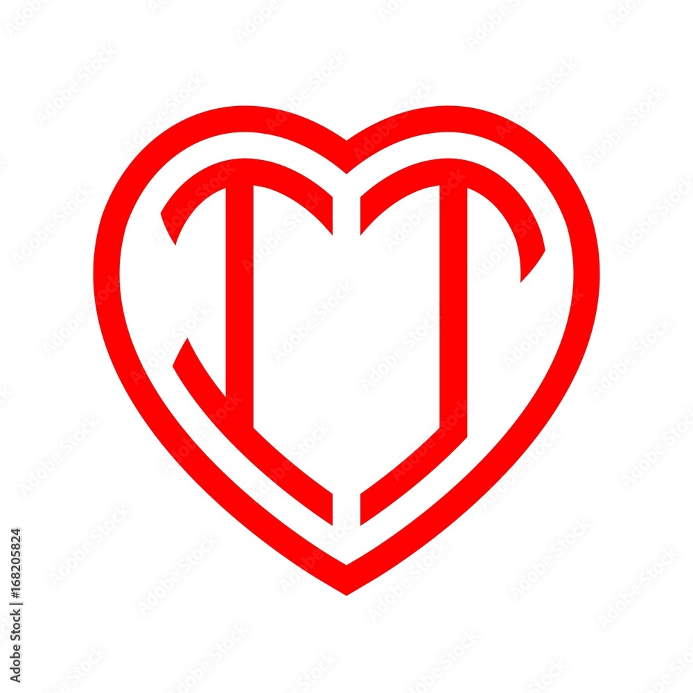 initial letters logo it red monogram heart love shape Stock Vector ...