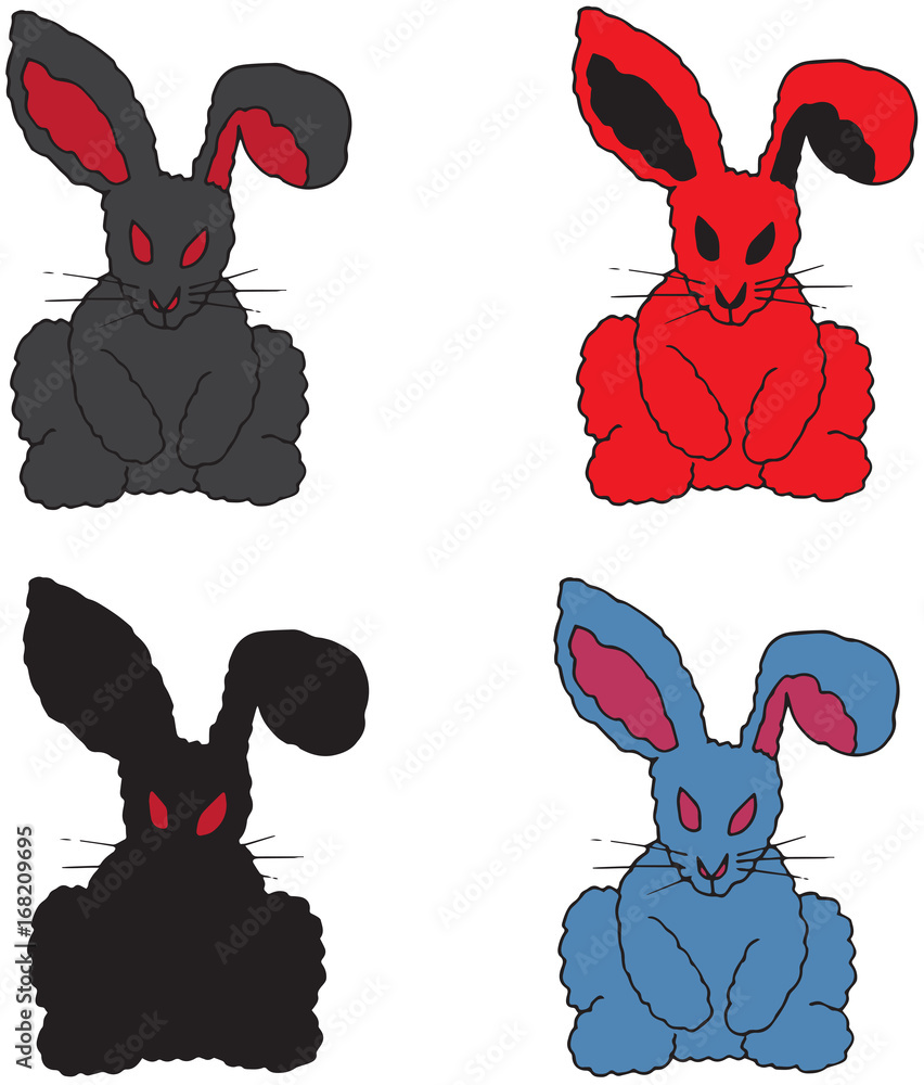 Evil Bunny Rabbit Cartoon Simple Vector Illustration Design Stock ...