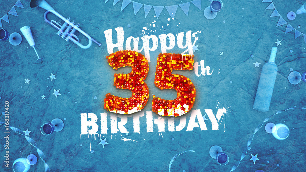 Happy 35th Birthday Card with beautiful details Stock Illustration ...