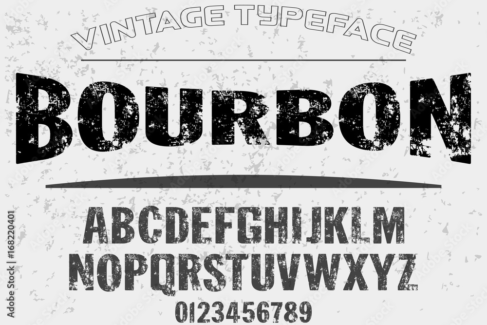 vintage font alphabet handcrafted vector named bourbon Stock Vector ...