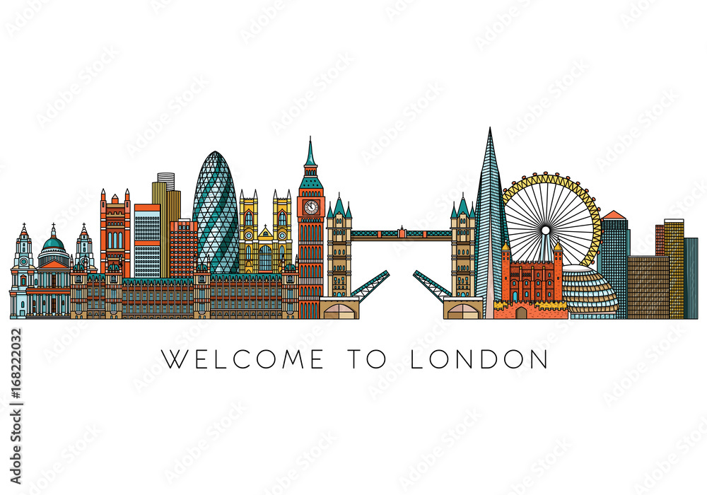 Poster London detailed skyline. Vector illustration – Wall Art | UkPosters