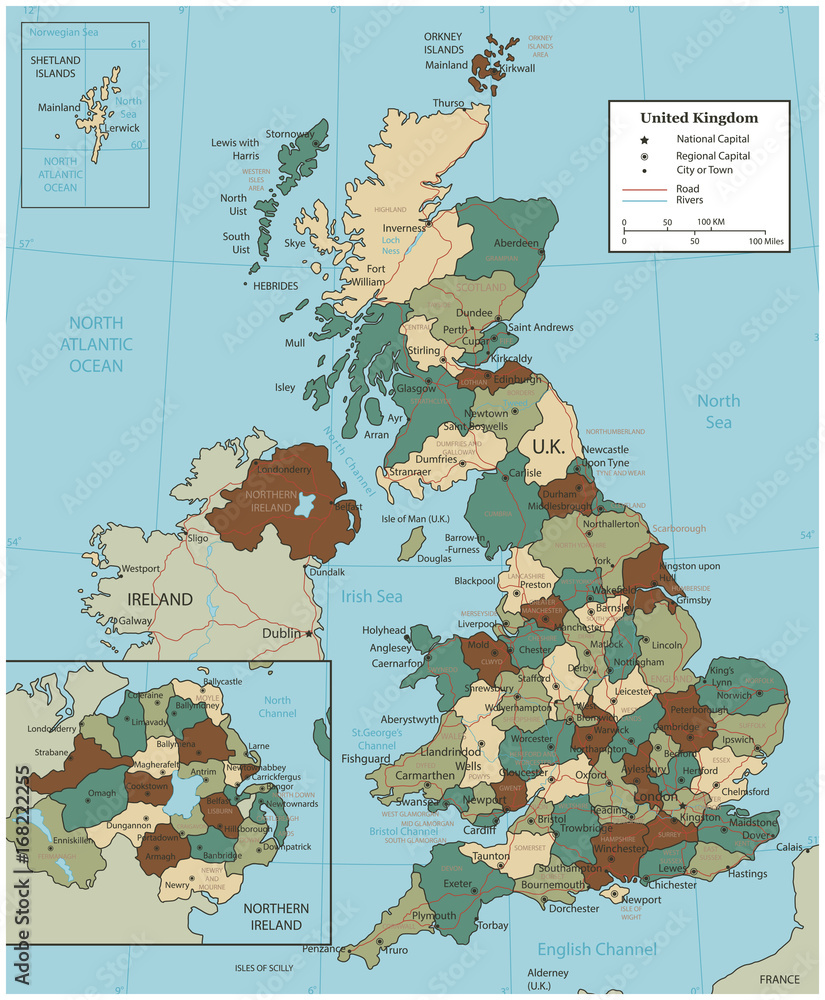 United Kingdom map with selectable territories. Vector Stock Vector ...