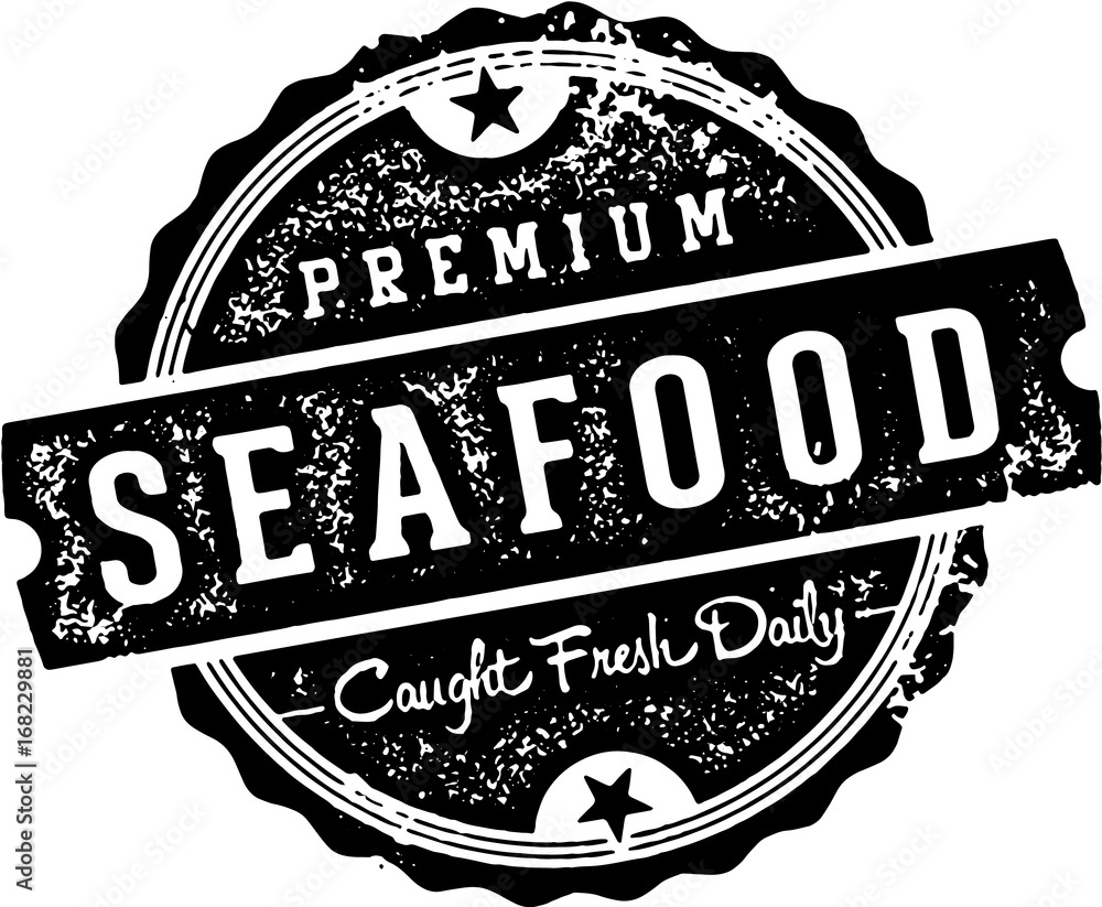 Premium Vintage Fresh Seafood Stamp Stock Vector | Adobe Stock