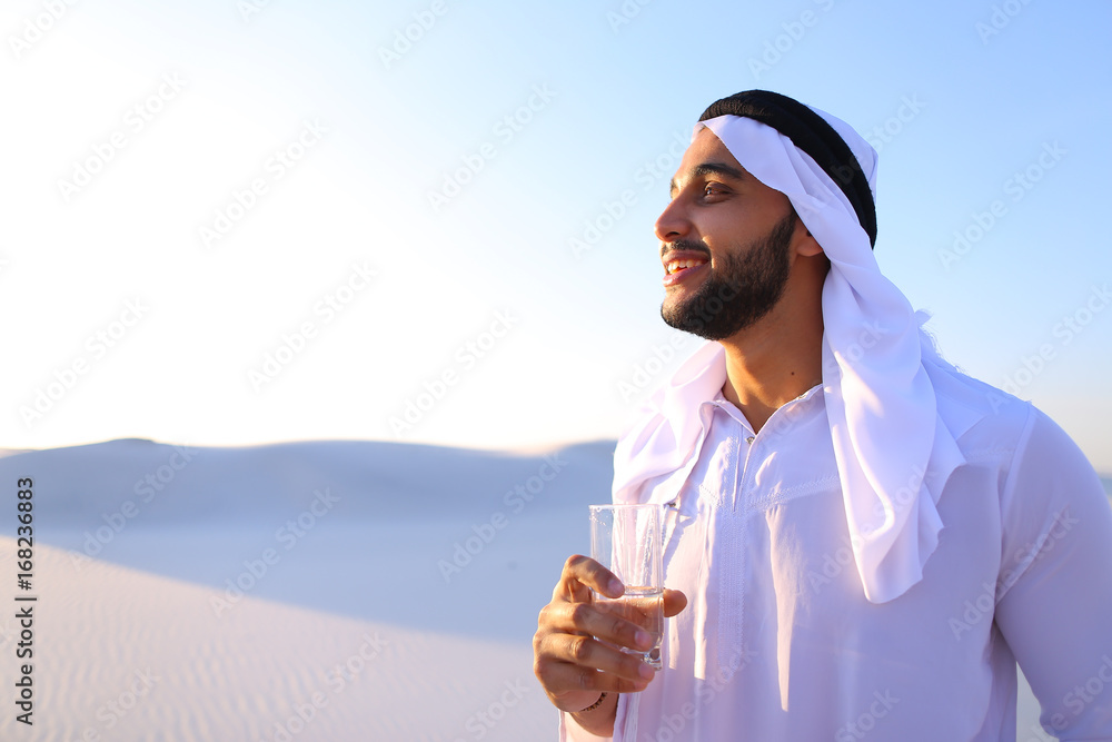 Breath of freshness of male Muslim in middle of dry climate of s Stock ...