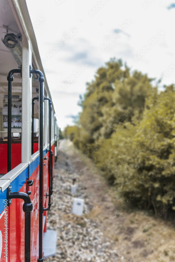 Perspective view of landscape from train window Stock Photo | Adobe Stock