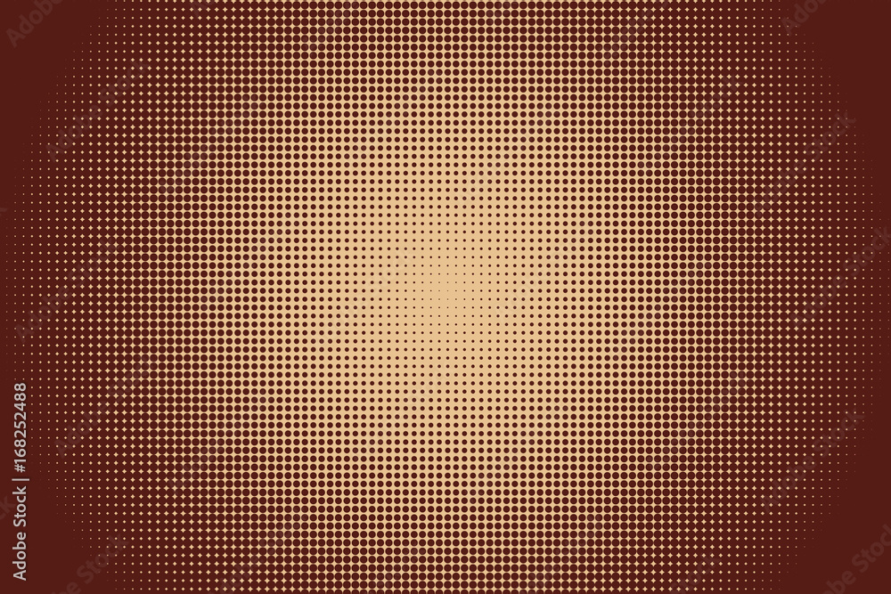 Vertical gradient brown halftone dots center background. Pop art ...