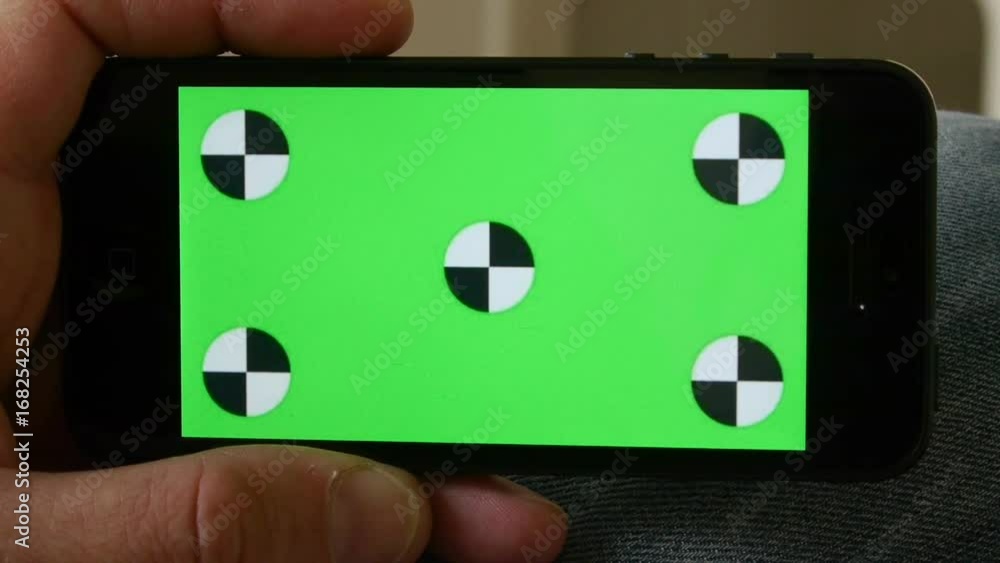 Smart Phone held by hands. Green screen Chroma Key. Close up. Tracking ...