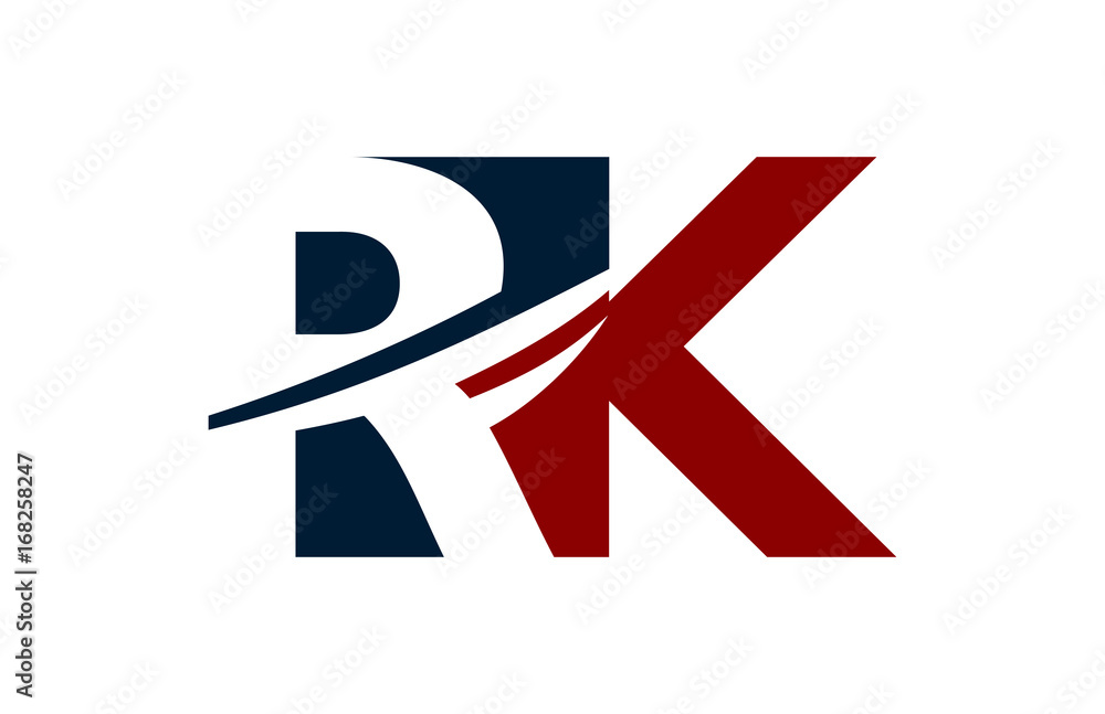 RK Red Negative Space Square Swoosh letter Logo Stock Vector | Adobe Stock