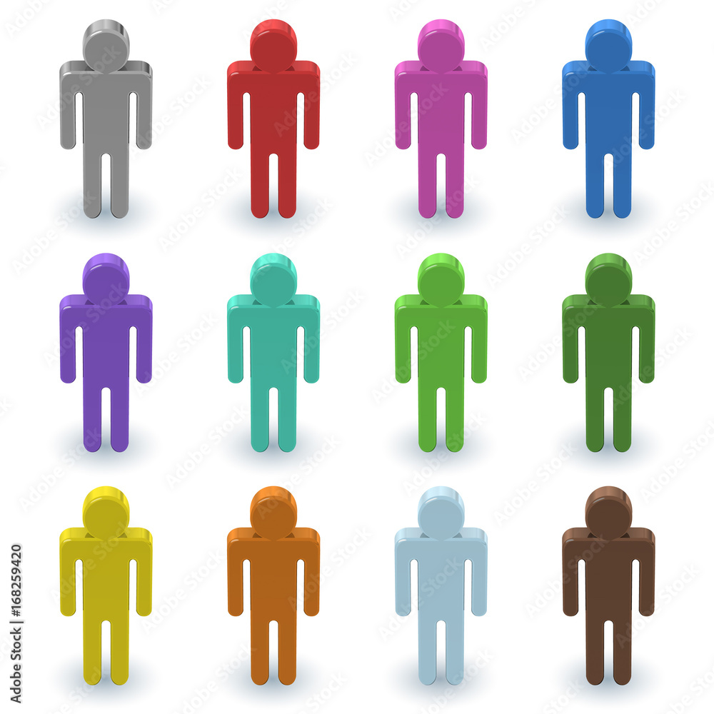 Multi Colored Stick Figures Stock Illustration | Adobe Stock