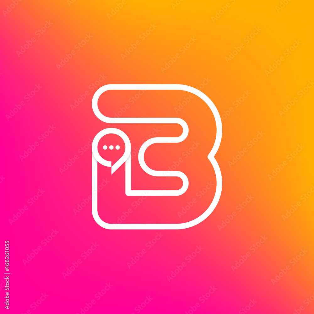 Letter B with Chat logo line shape, Social Talk, Social media, Sphere ...