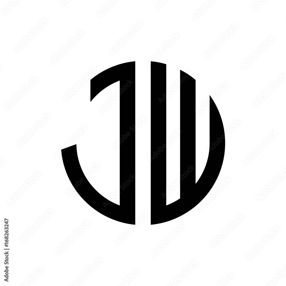 initial letters logo jw black monogram circle round shape vector Stock ...