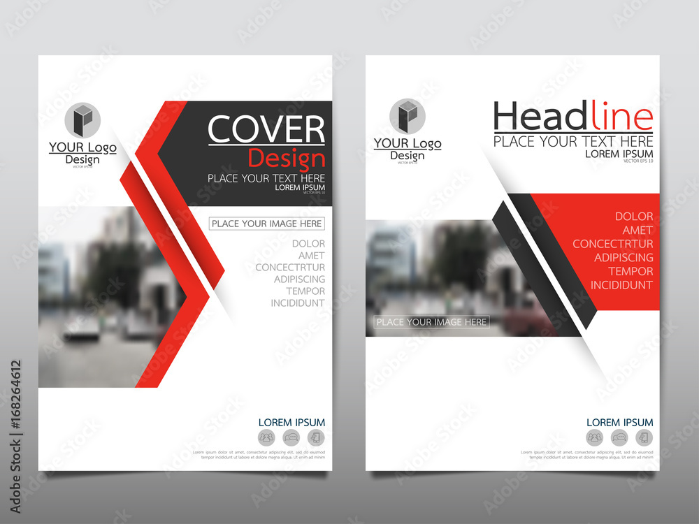 Red flyer cover business brochure vector design, Leaflet advertising ...