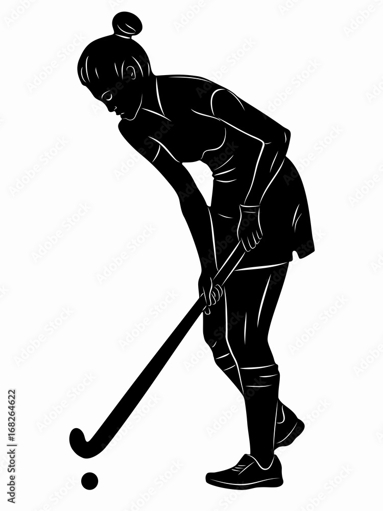 illustration of a field hockey player, vector draw Stock Vector | Adobe ...