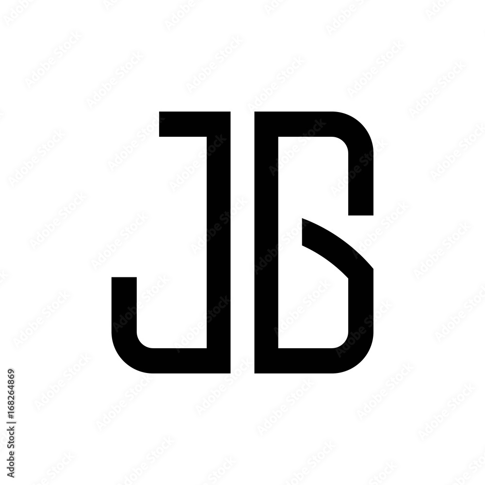 initial letters logo jg black monogram square rounded shape vector ...