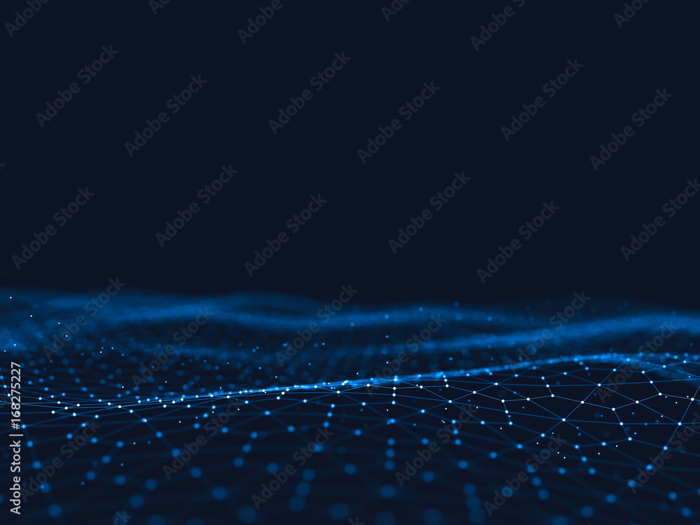 Abstract 3d rendering futuristic dots and lines. computer geometric ...