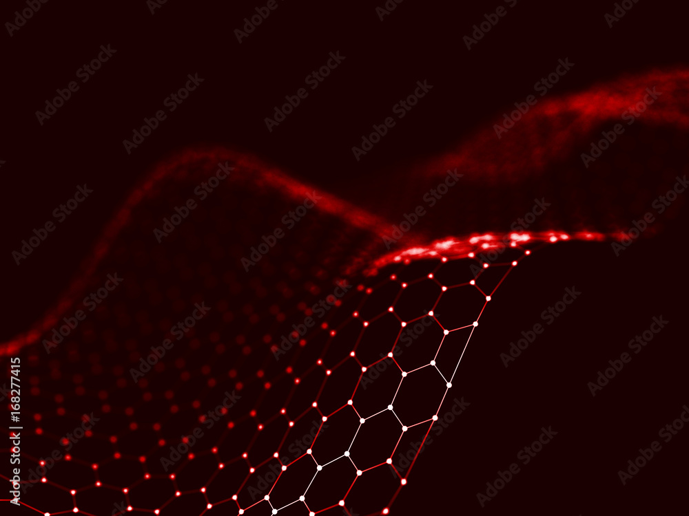 Abstract 3d rendering futuristic dots and lines. computer geometric ...