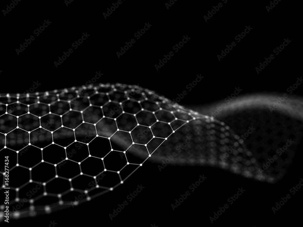 Abstract 3d rendering futuristic dots and lines. computer geometric ...