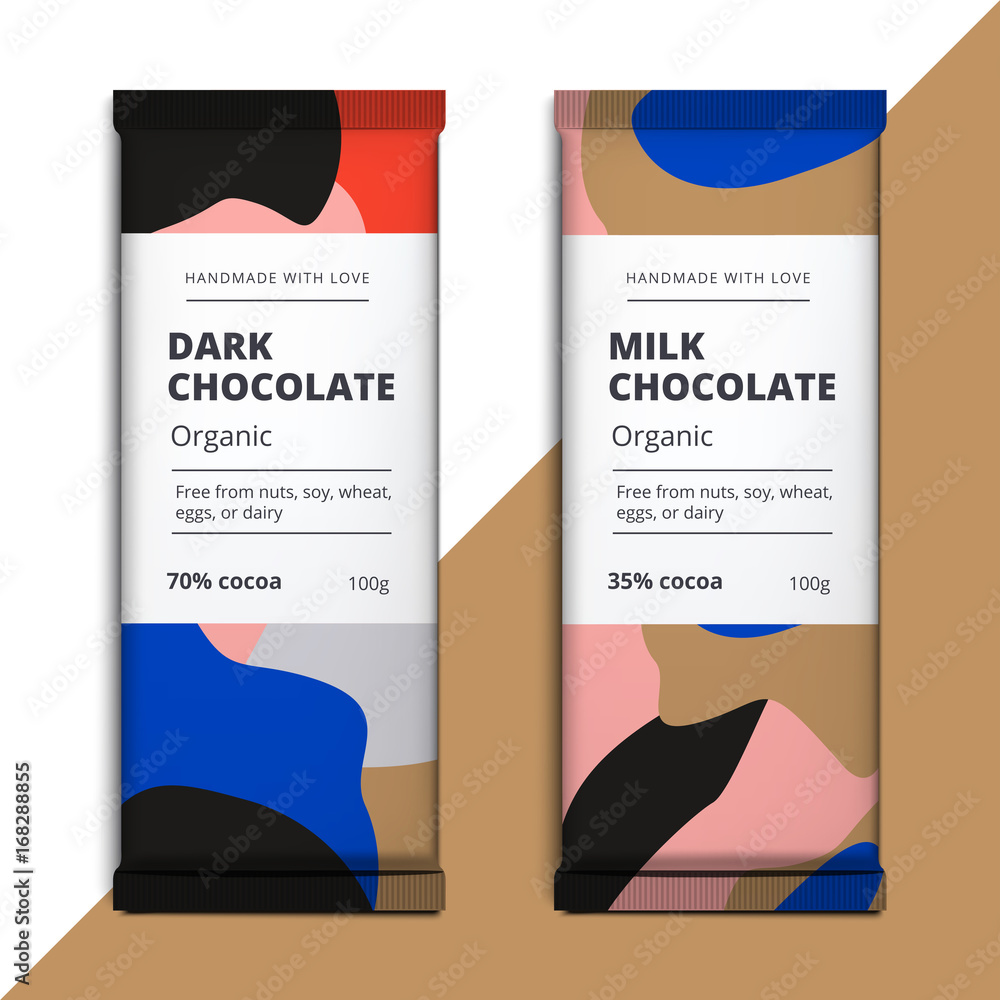 Organic dark and milk chocolate bar design. Luxury abstract choco ...