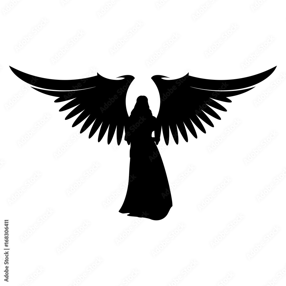 angel silhouette Stock Vector | Adobe Stock